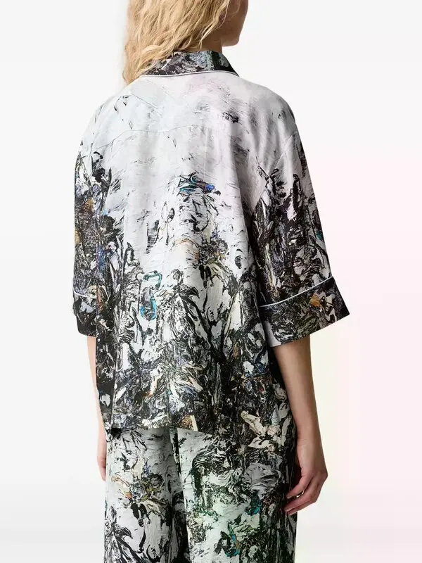 Munthe Abstract-print Silk Short-sleeve Shirt