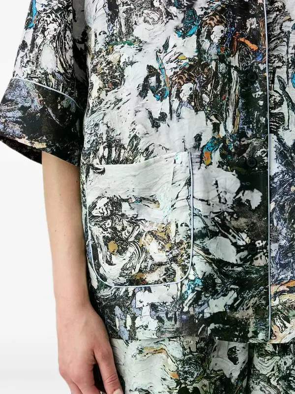 Munthe Abstract-print Silk Short-sleeve Shirt