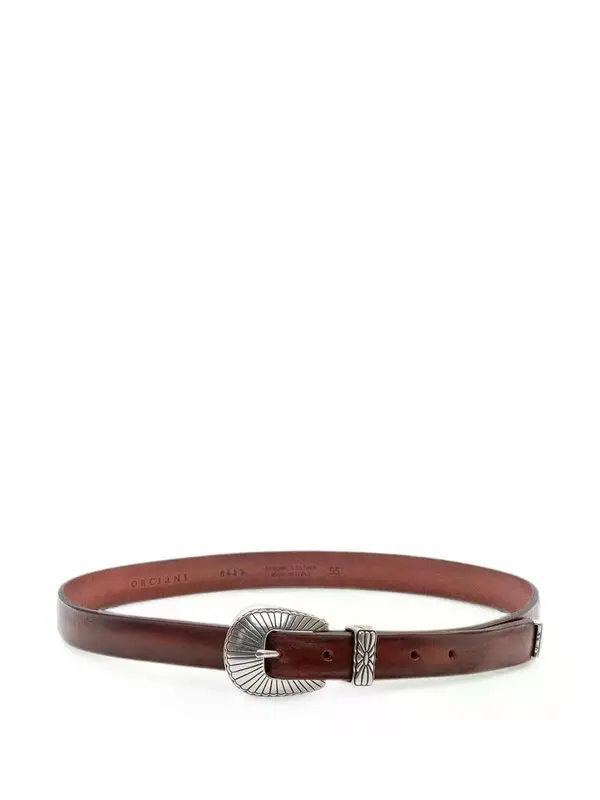 Orciani Engraved-buckle Leather Belt