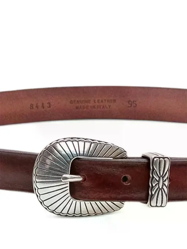 Orciani Engraved Buckle Leather Belt