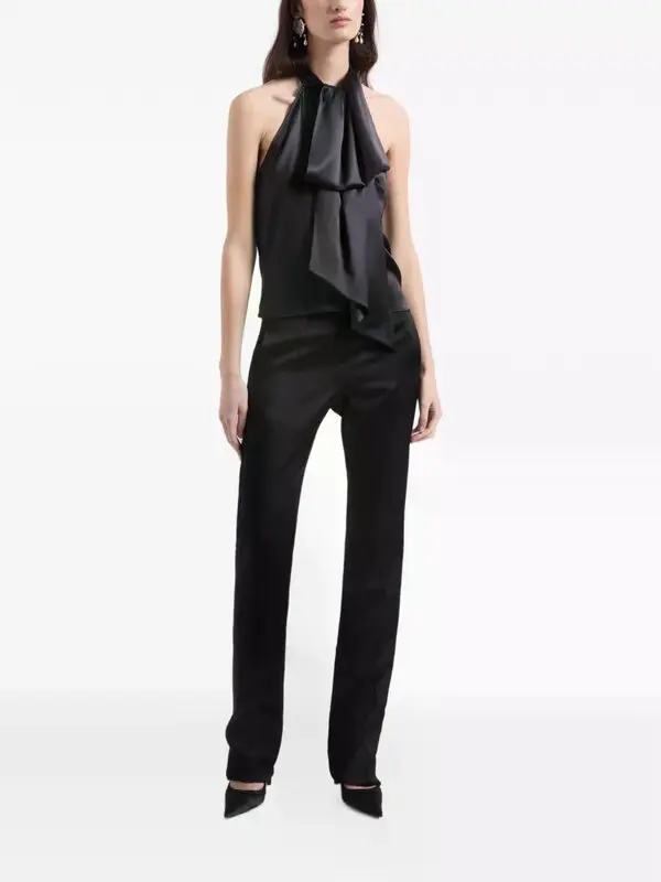 Nina Ricci Halterneck Draped Sleeveless Top - Black