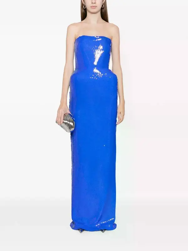 David Koma Sequinned Strapless Maxi Dress