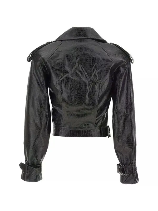 TWENTY FOURHAITCH Crocodile-effect Double-breasted Cropped Jacket