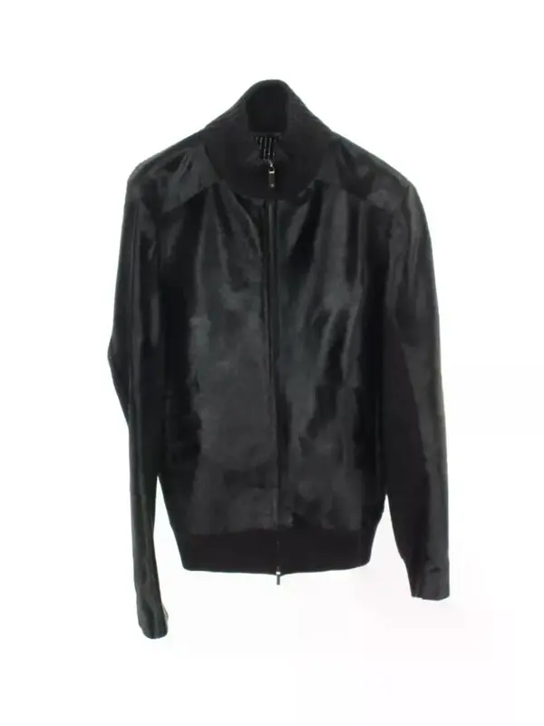 Emporio Armani Panelled High-neck Zip-up Jacket - Black