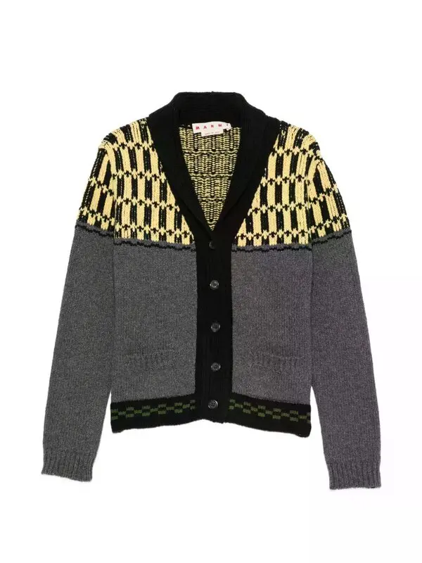 Marni Geometric Pattern Shawl Collar Cardigan