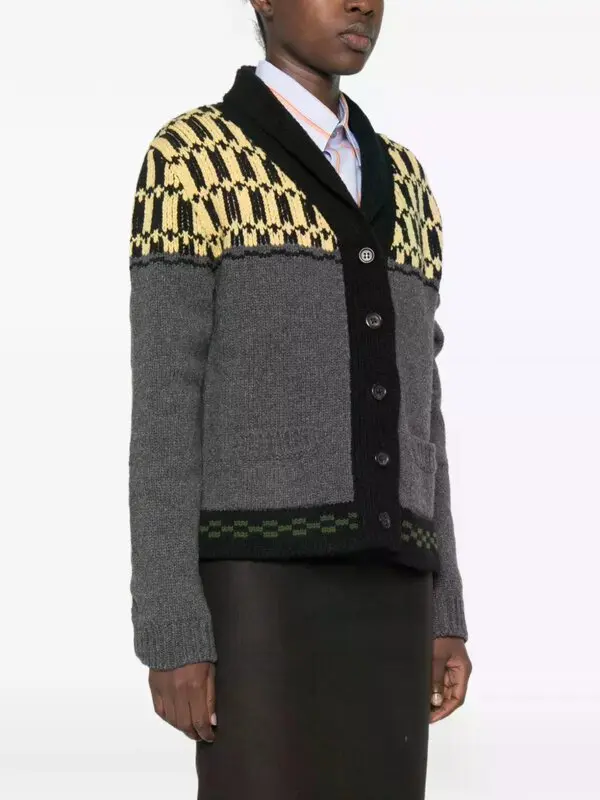 Marni Geometric Pattern Shawl Collar Cardigan