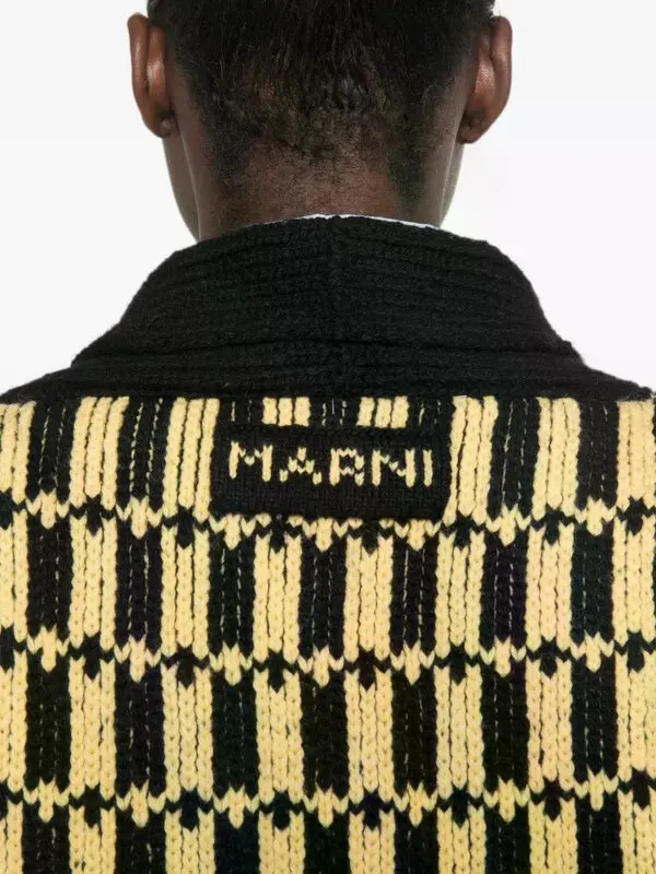 Marni Geometric Pattern Shawl Collar Cardigan