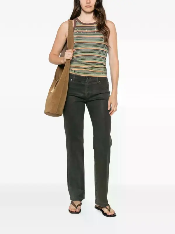 7 For All Mankind Calie Logo-patch Straight Jeans - Grey