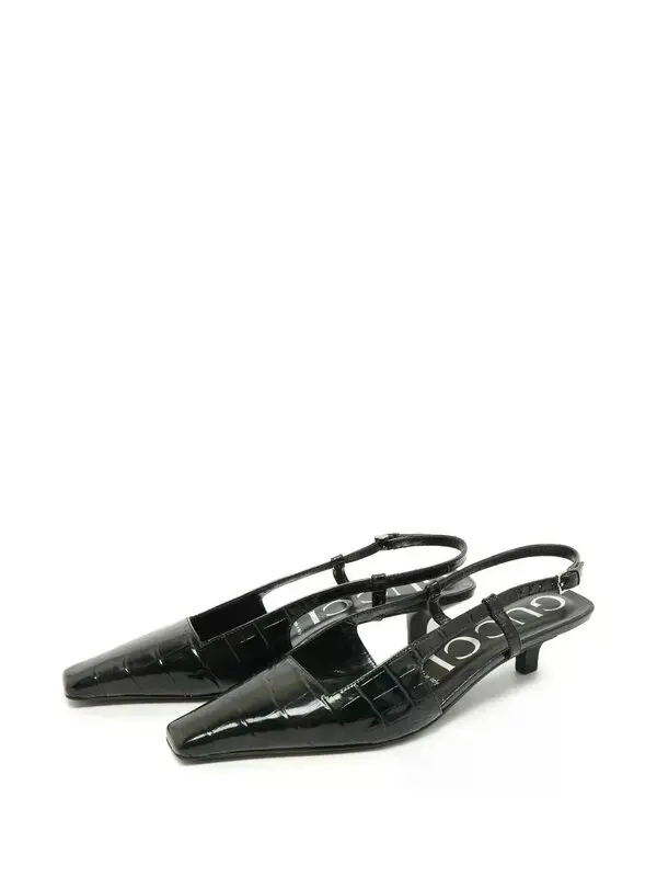 Gucci Croc-embossed Leather Slingback Pumps