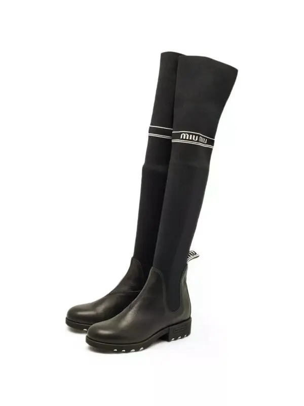 Miu Miu Knit Leather Boots