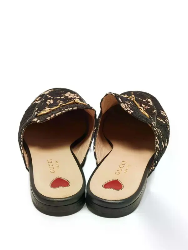 Gucci Princetown Mules Lace Floral Horsebit Detail