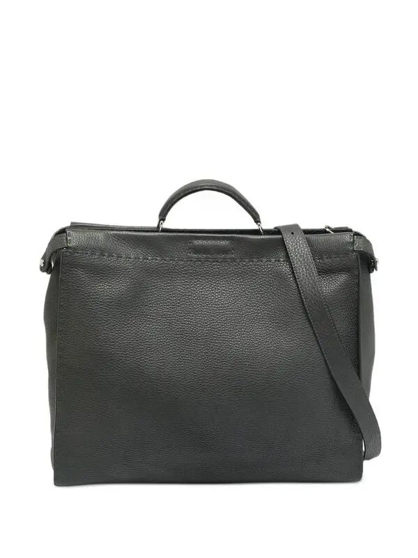 Fendi 2014 Large Peekaboo Leather Tote Bag - Grey