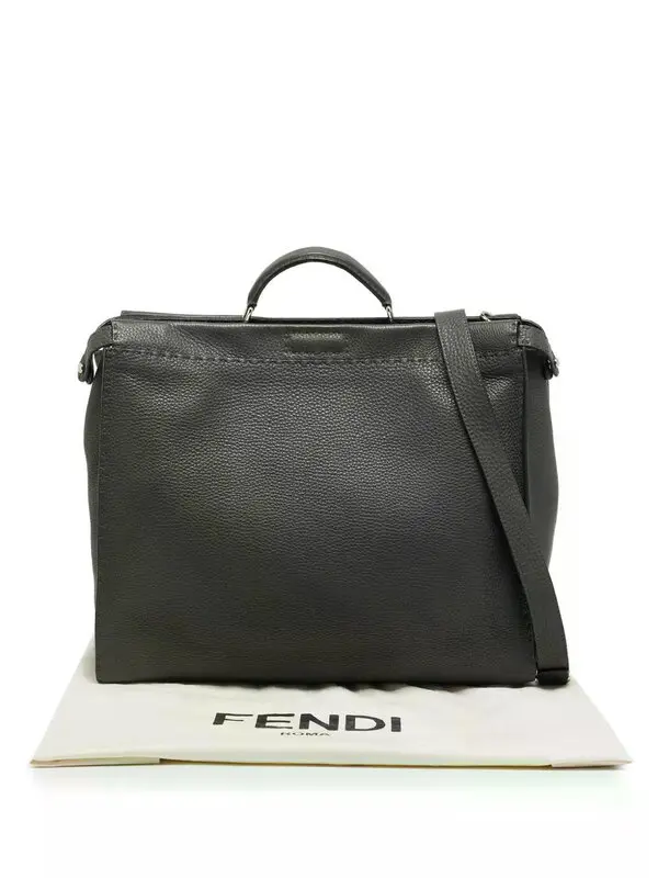 Fendi 2014 Large Peekaboo Leather Tote Bag - Grey