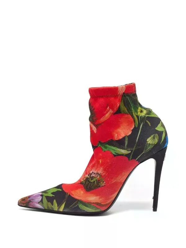 Dolce & Gabbana Floral-print Stretch Knit Ankle Boots