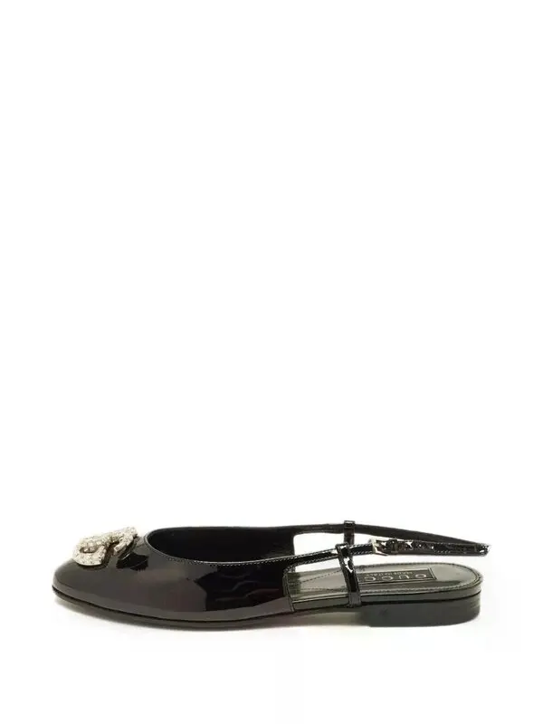 Gucci Horsebit Slingback Flat Pumps - Black