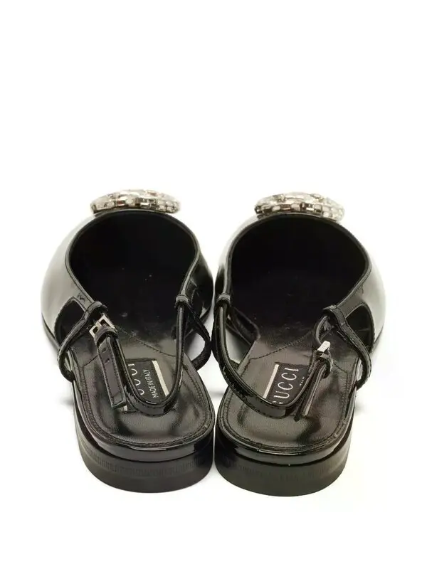 Gucci Horsebit Slingback Flat Pumps - Black