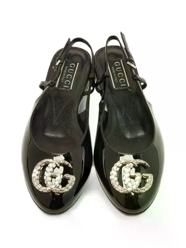 Gucci Horsebit Slingback Flat Pumps - Black