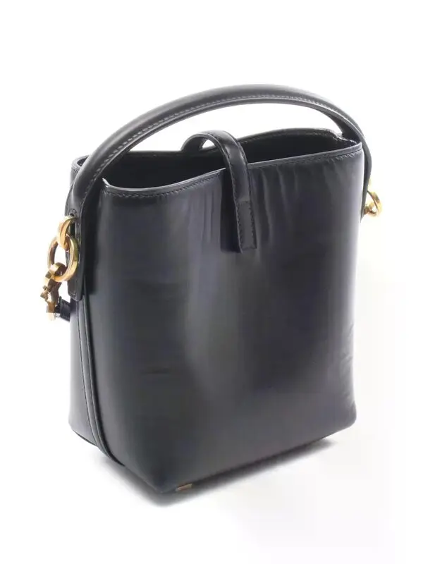 Saint Laurent 2010s Logo-plaque Leather Handbag - Black