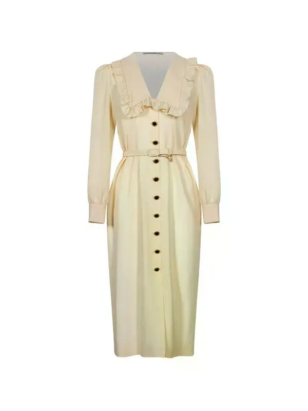 Alessandra Rich Ruffled Belted Midi Dress