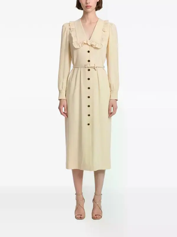 Alessandra Rich Ruffled Belted Midi Dress