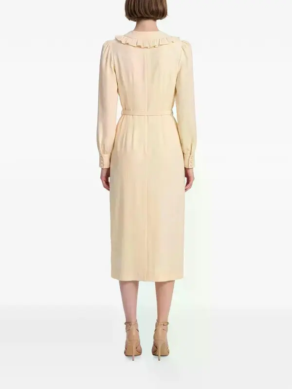 Alessandra Rich Ruffled Belted Midi Dress