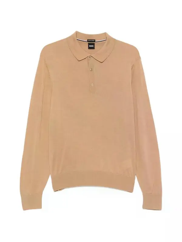 BOSS Long-sleeve Polo-collar Sweater - Neutrals