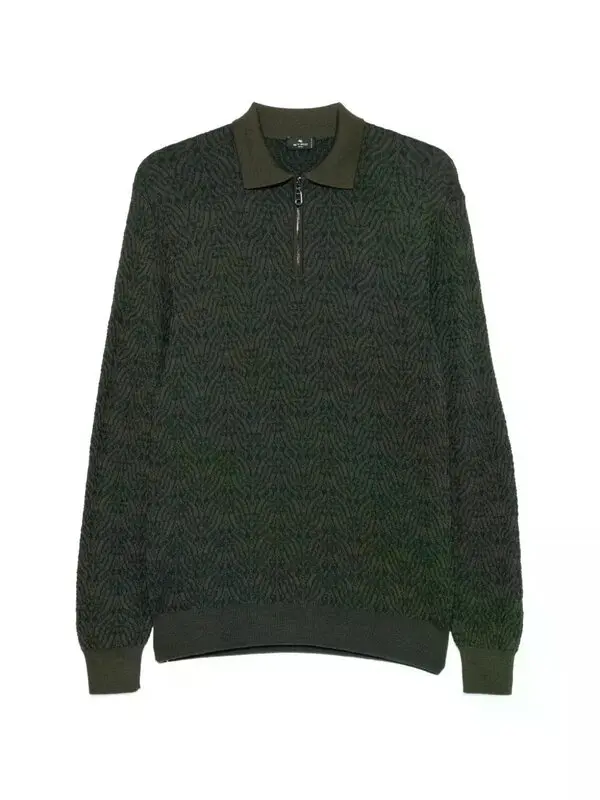 Etro Wool Polo Collar Zip Sweater