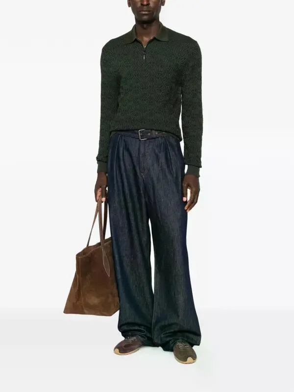 Etro Wool Polo Collar Zip Sweater