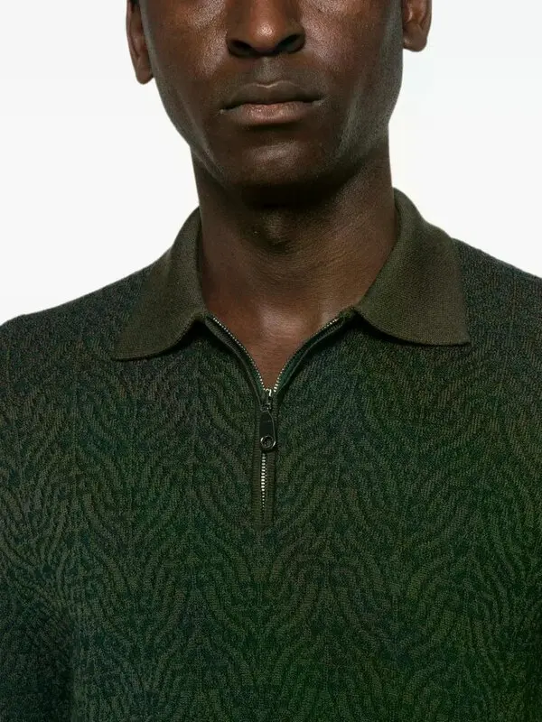 Etro Wool Polo Collar Zip Sweater