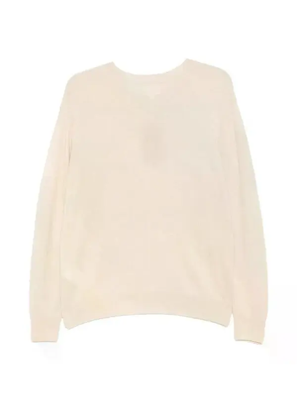 MAISON123 Cream Fine Knit Crew Neck Sweater