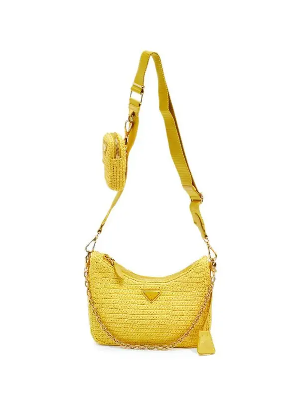 Prada Re-edition 2005 Raffia Shoulder Bag - Yellow