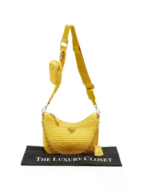 Prada Re-edition 2005 Raffia Shoulder Bag - Yellow