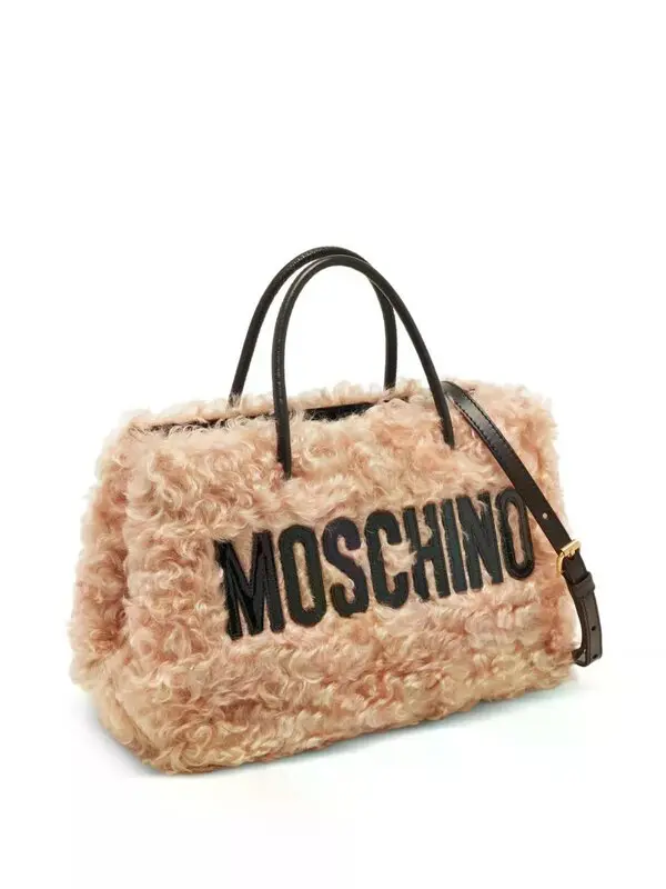 Moschino Logo-patch Shearling Tote Bag