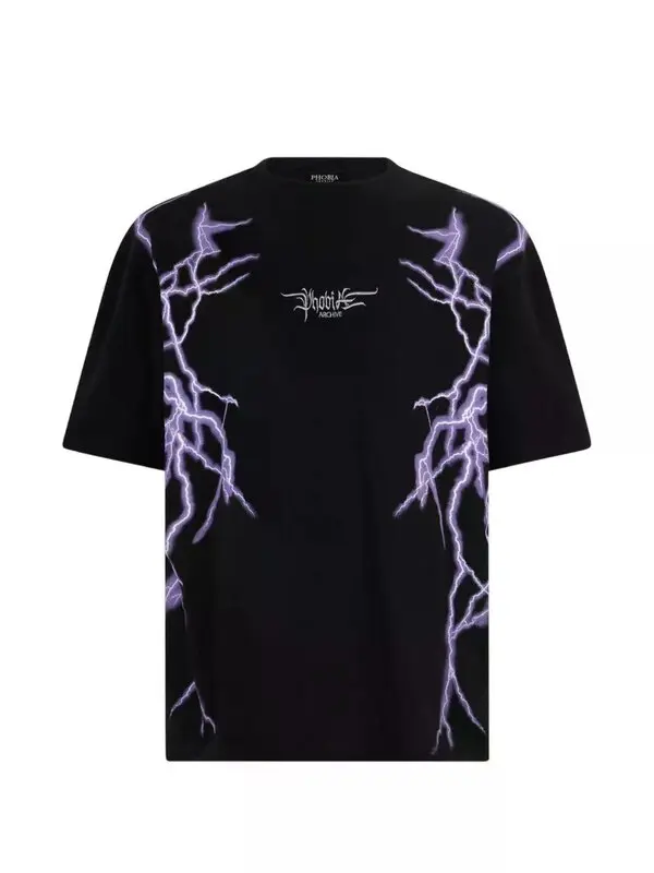 PHOBIA Lightning-print Embroidered T-shirt