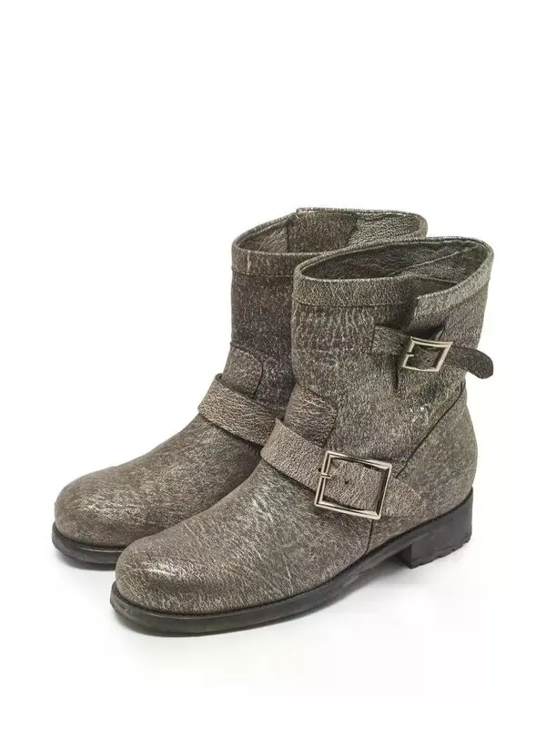 JIMMY CHOO Platinum Buckle Ankle Boots