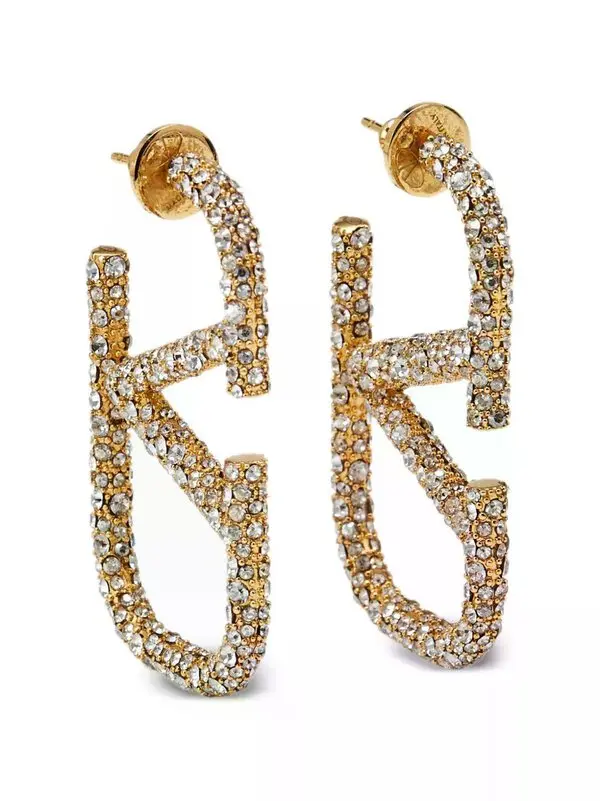 Valentino Garavani Vlogo Crystal-embellished Earrings - Gold