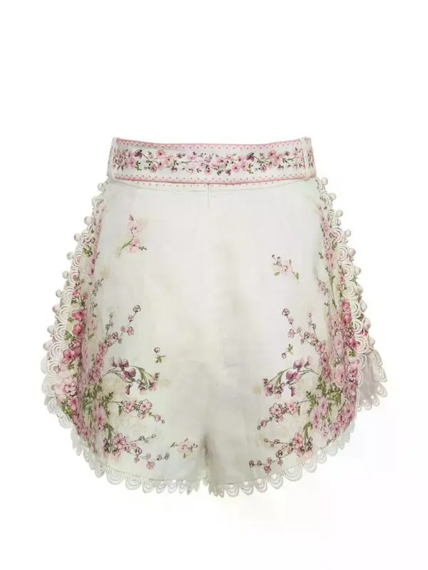 Zimmermann Belted Floral-print Linen Shorts
