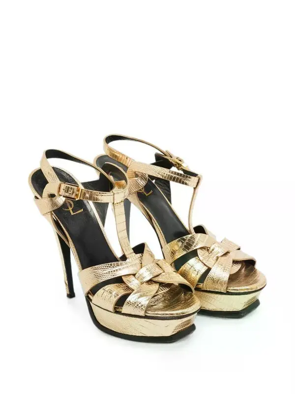 Saint Laurent Tribute Lizard-embossed Platform Sandals