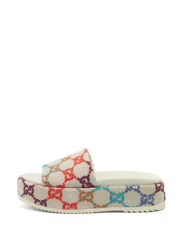 Gucci Gg Monogram Platform Slide Sandals