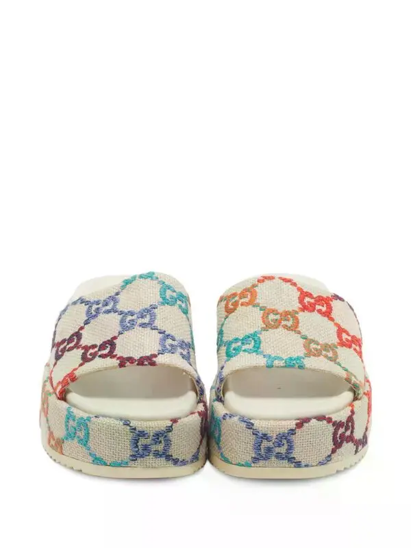Gucci Gg Monogram Platform Slide Sandals