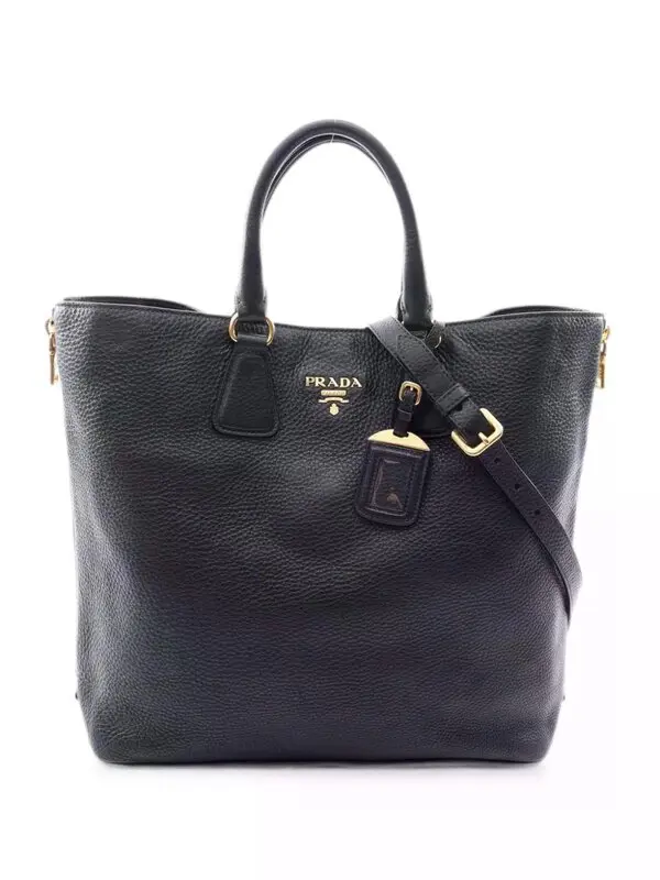 Prada 2010s Logo-detail Leather Two-way Handbag