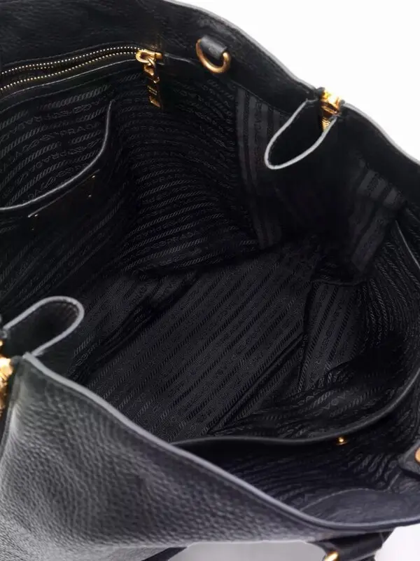 Prada 2010s Logo-detail Leather Two-way Handbag