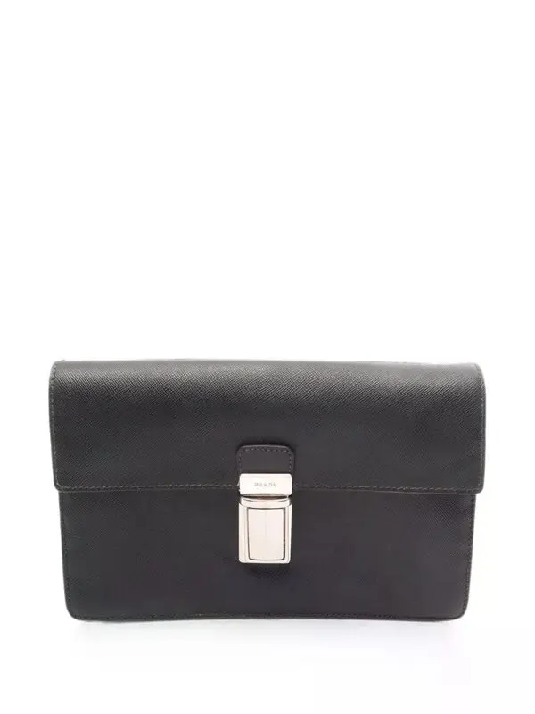 Prada 2000s Saffiano Leather Clutch Bag
