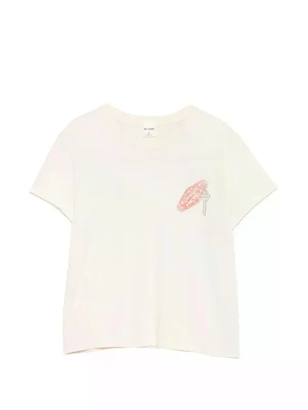 RE/DONE Graphic Print Short Sleeve T-shirt - Neutrals