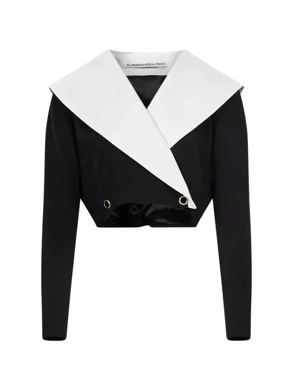 Alessandra Rich Cropped Contrast-collar Jacket