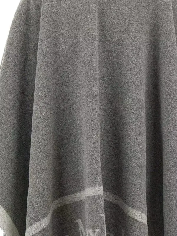 Max Mara Jacquard-pattern Fringed Poncho - Grey