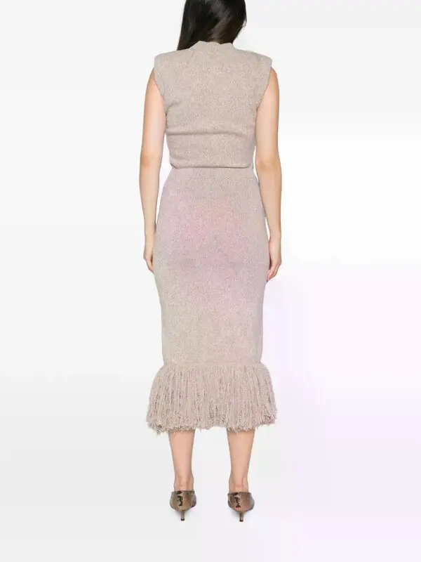 ELY ELY Fringe-trim Knitted Midi Skirt