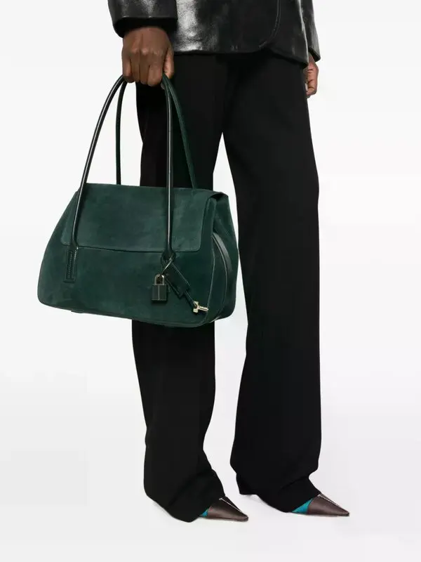 TOM FORD Suede Padlock-detail Shoulder Bag