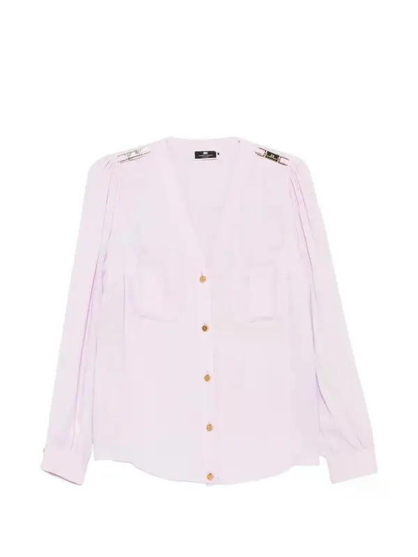Elisabetta Franchi V-neck Button-up Blouse With Epaulettes - Pink
