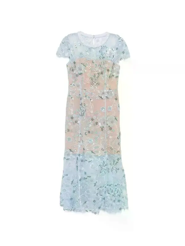 SELF-PORTRAIT Sequin-embellished Floral Lace Midi Dress